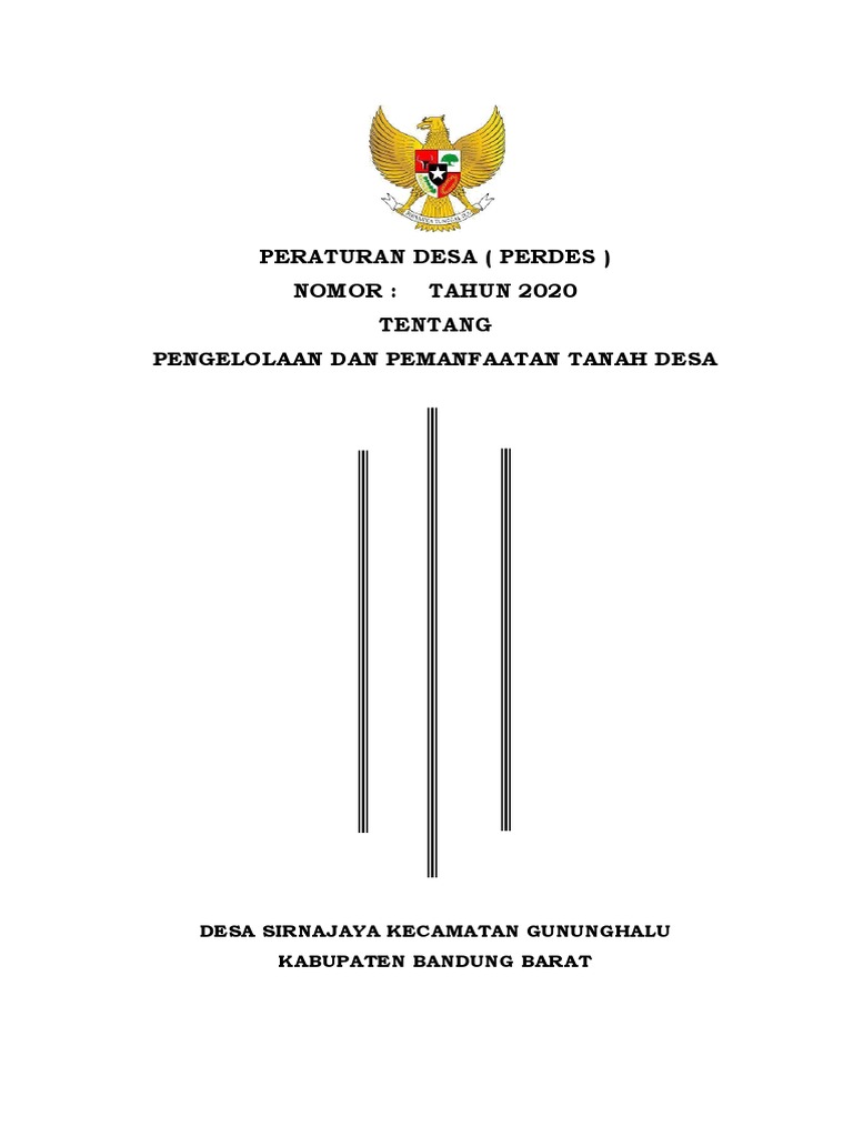 Perdes Tanah Kas Desa Sirnajaya Fix | PDF