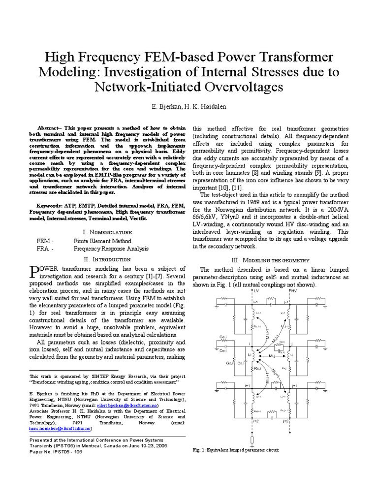 High Frequency FEM-based Power Transformer Modeling: Investigation of ...