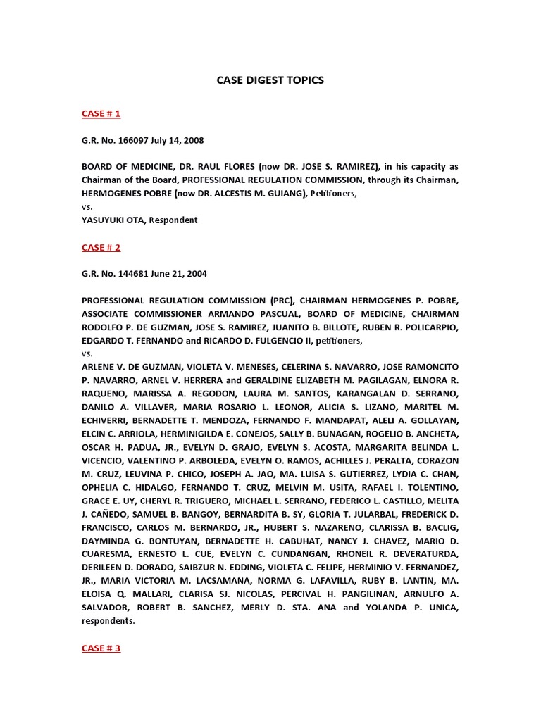 Case Digest Topics | PDF