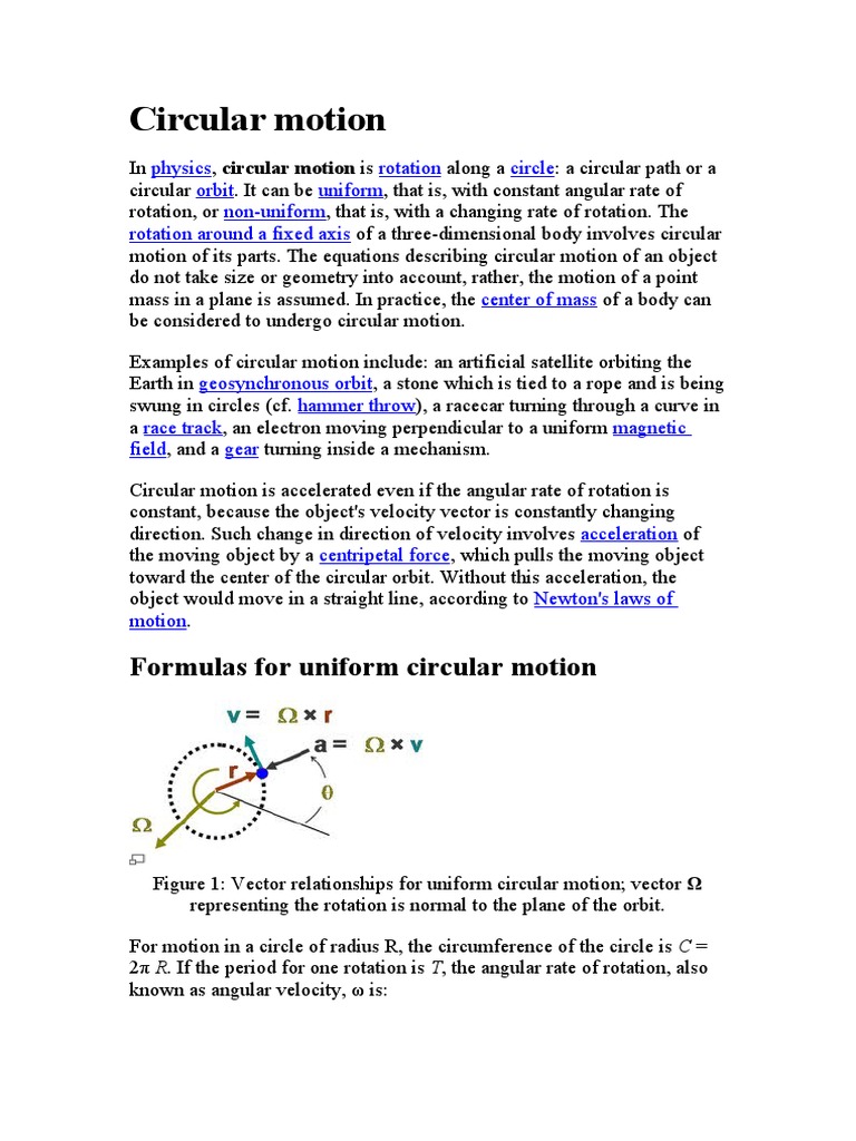 Formulas For Uniform Circular Motion | PDF | Acceleration | Rotation ...
