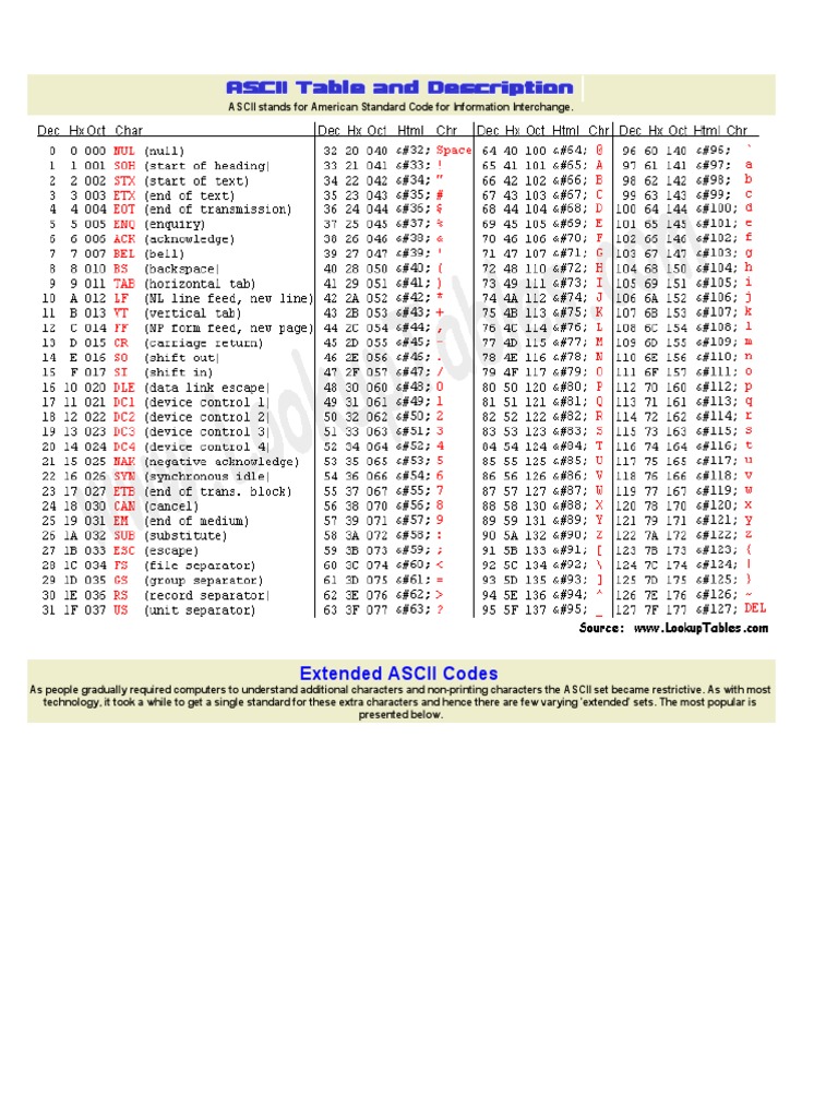 Extended ASCII Codes | PDF