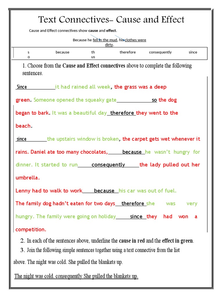 EXERCISE Conjunctions Cause and Result | PDF