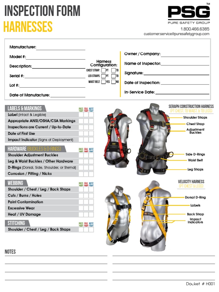 PSG Inspection Form Harnesses | PDF | Clothing | Manufactured Goods