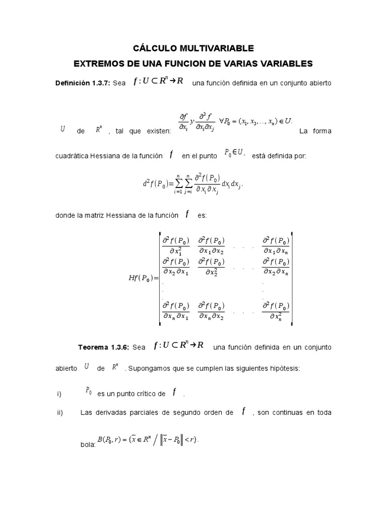 Cálculo Multivariable Extremos | PDF | Función (Matemáticas) | Relaciones matematicas