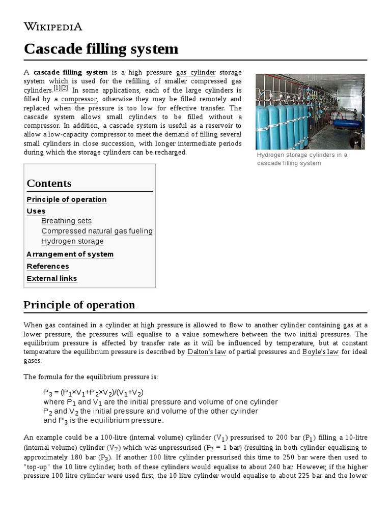 Cascade Filling System: Principle of Operation Uses | PDF | Industrial ...