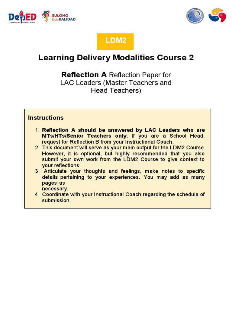 LDM2 Reflection Paper For MTs or HTs As LAC LEADER | PDF | Educational ...