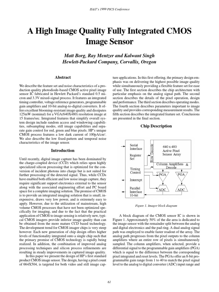 A High Image Quality Fully Integrated CMOS Image Sensor | PDF | Charge ...