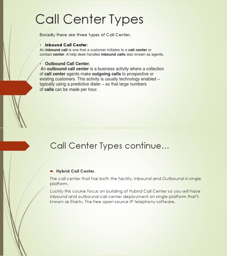 Broadly There Are Three Types of Call Center. - Inbound Call Center | PDF