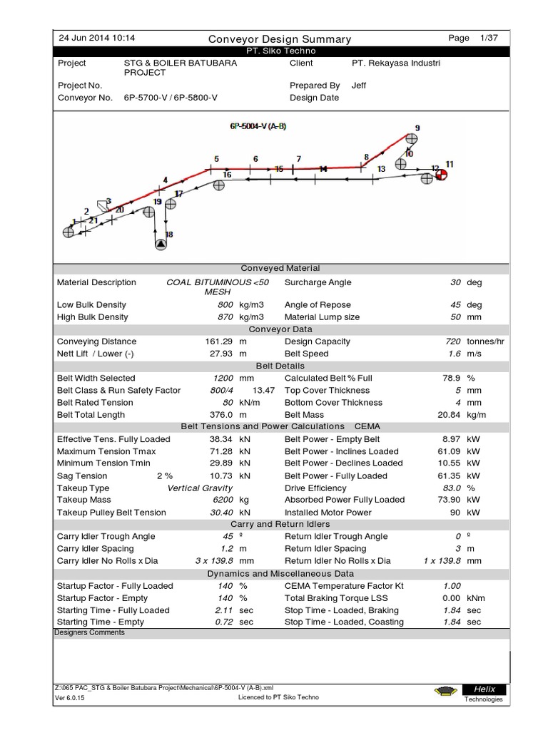 Conveyor Design Summary: PT. Siko Techno | PDF | Belt (Mechanical ...