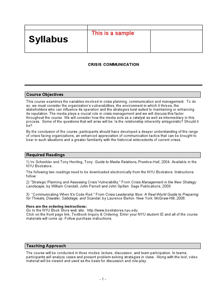 Crisiscommunication Sample | PDF | Crisis Management | Lecture