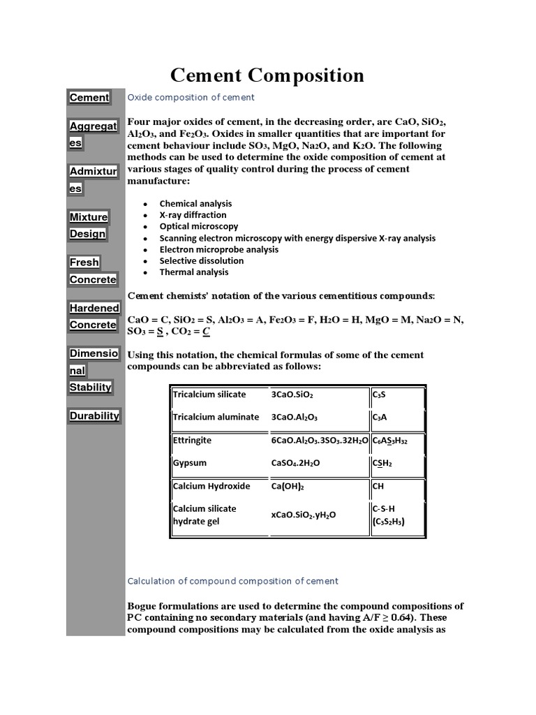 Cement Composition | PDF | Cement | Mortar (Masonry)