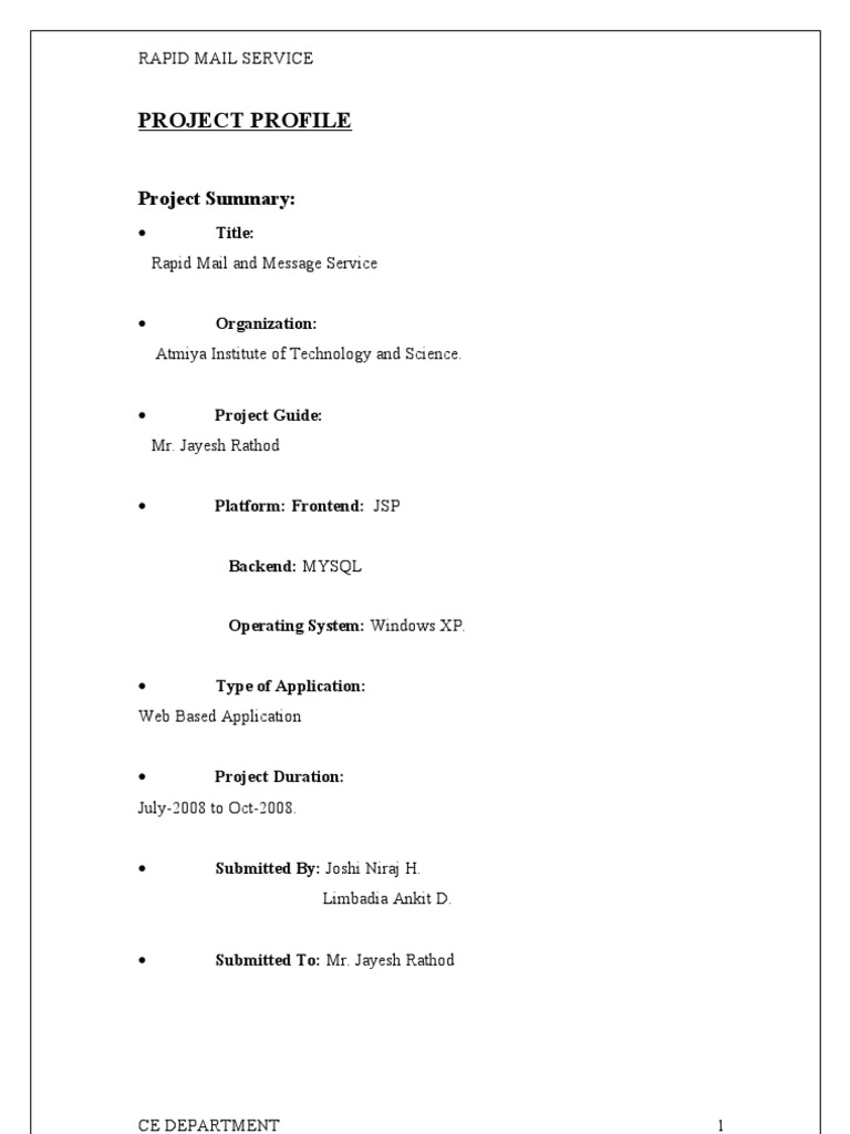 Mail System Project Report | PDF | Feasibility Study | Software Prototyping
