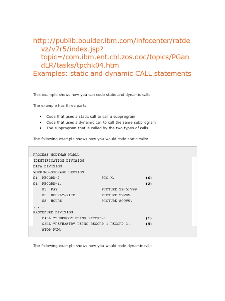Static And Dynamic Examples Pdf Library Computing Subroutine 9007