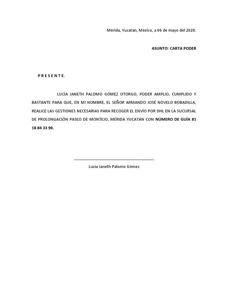 Carta Poder DHL | PDF