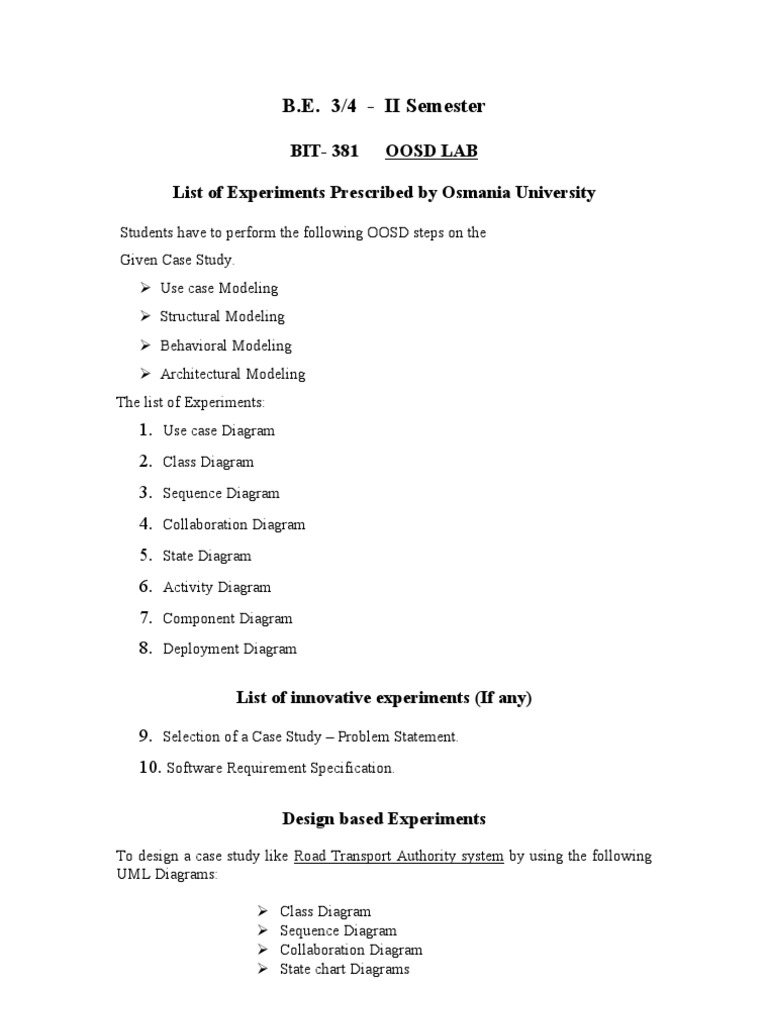 OOSD Lab Experiments Overview | PDF | Use Case | Message Passing