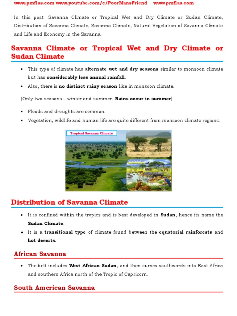 Savanna Climate or Tropical Wet and Dry Climate or Sudan Climate | PDF ...
