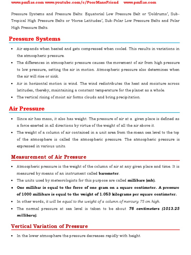 Pressure Belts and Systems | PDF | Cyclone | Atmosphere Of Earth