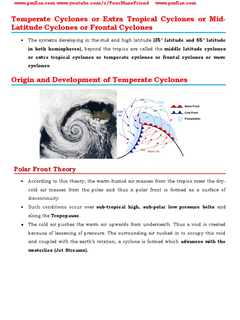 Temperate Cyclones or Extra Tropical Cyclones or Mid-Latitude Cyclones ...