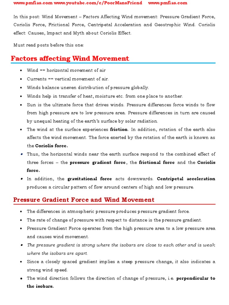 Factors Affecting Wind Movement | PDF | Atmospheric Circulation | Wound