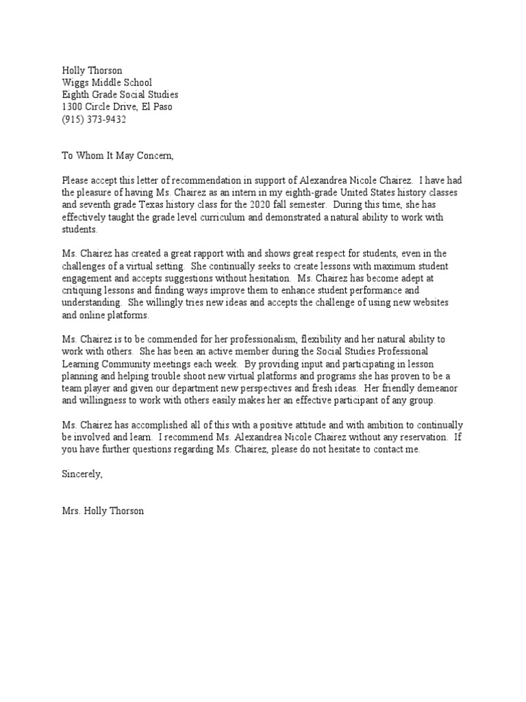 Letter of Recommendation Ms | PDF