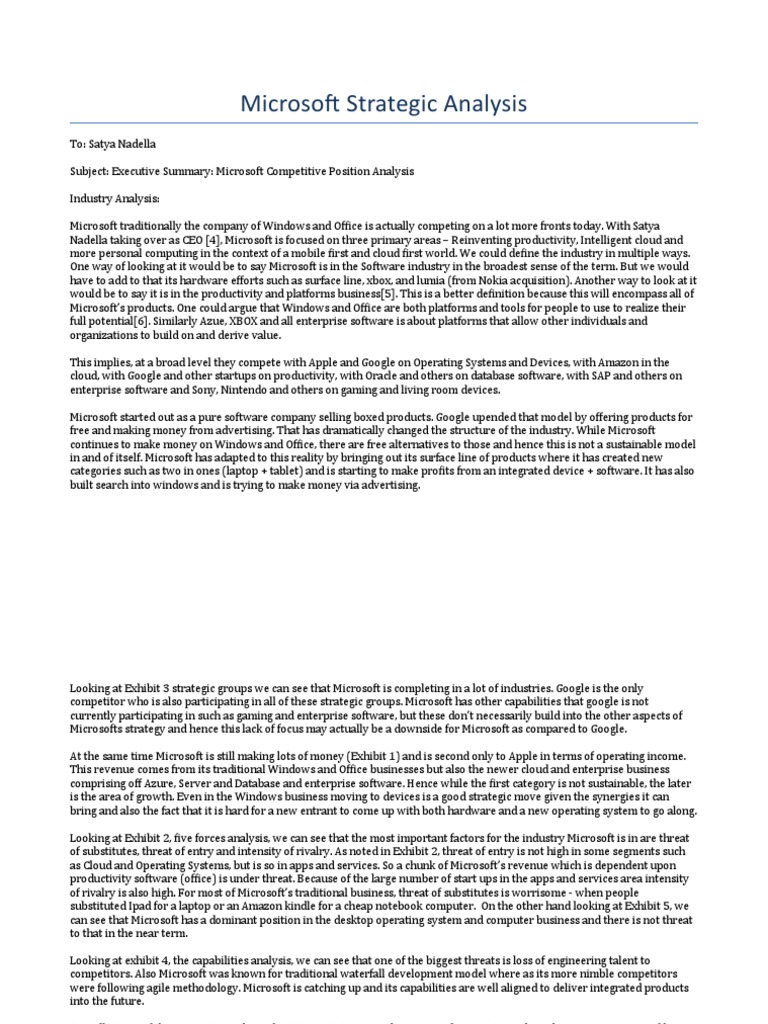 Microsoft Strategic Analysis | PDF | Microsoft | Cloud Computing