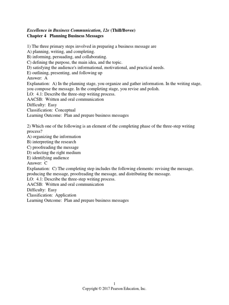 Chapter 4 Planning Business Message MCQ | PDF | Communication | Writers