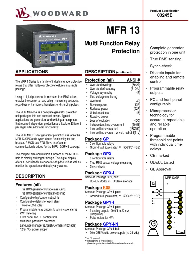 Multi Function Relay Protection | PDF | Relay | Power Supply