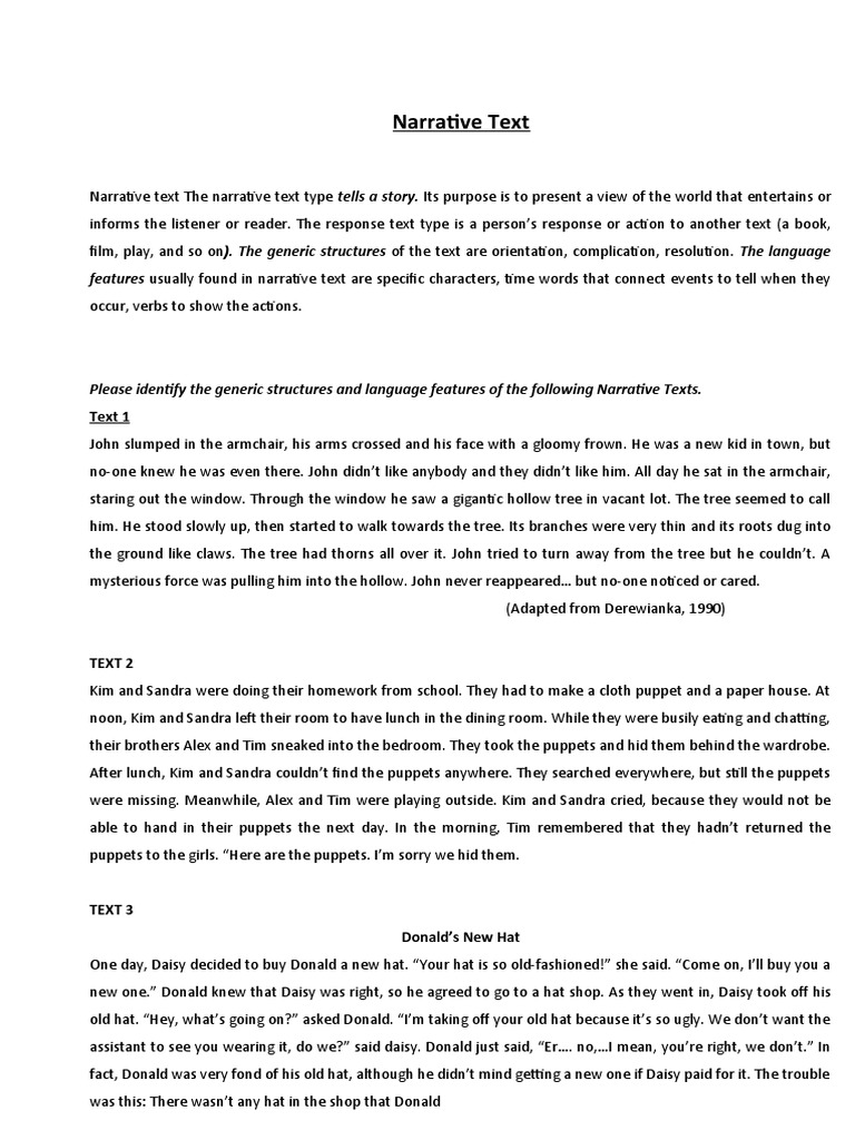 Exercise - Narrative Text (Genre Analyzing) | PDF | Mystery, Thriller ...