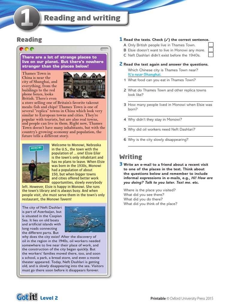 GI2 SP Reading Writing Unit 1 PDF | PDF | Foods