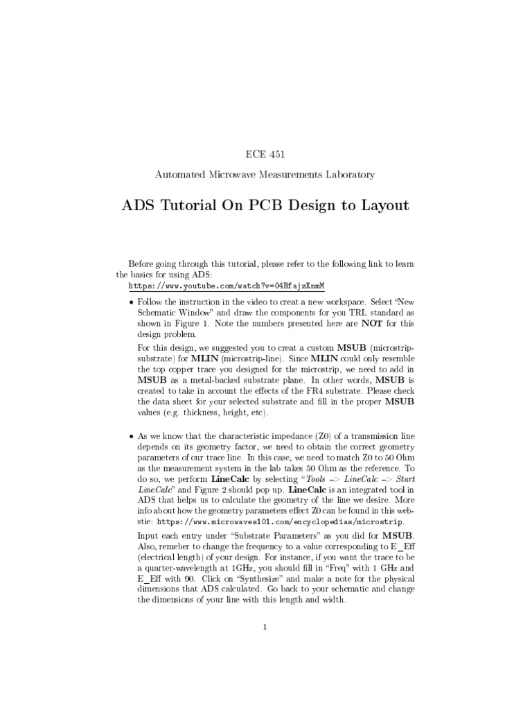 ADS PCB Design Tutorial for ECE 451 | PDF | Electricity | Electromagnetism
