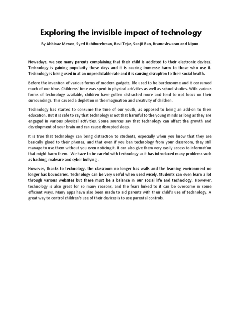 Exploring The Invisible Impact of Technology | PDF | Social Science ...
