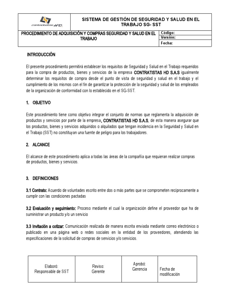 Procedimiento de Compras y Adquisiciones | PDF | Calidad (comercial) | Organización ...