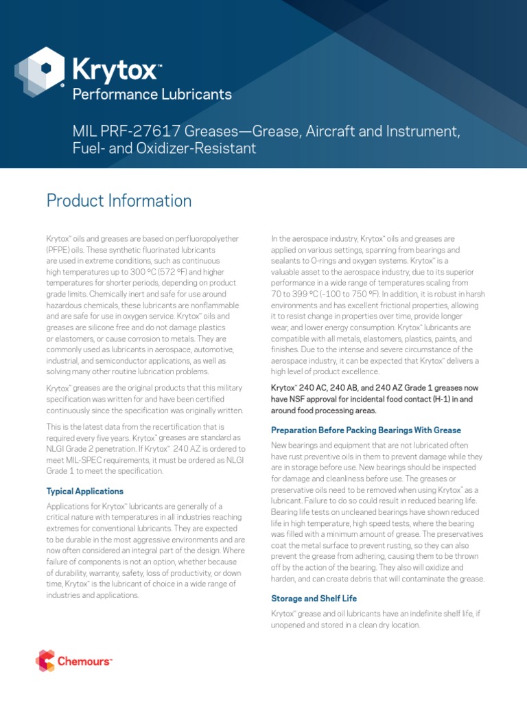 Krytox 240AC TDS | PDF | Lubricant | Bearing (Mechanical)