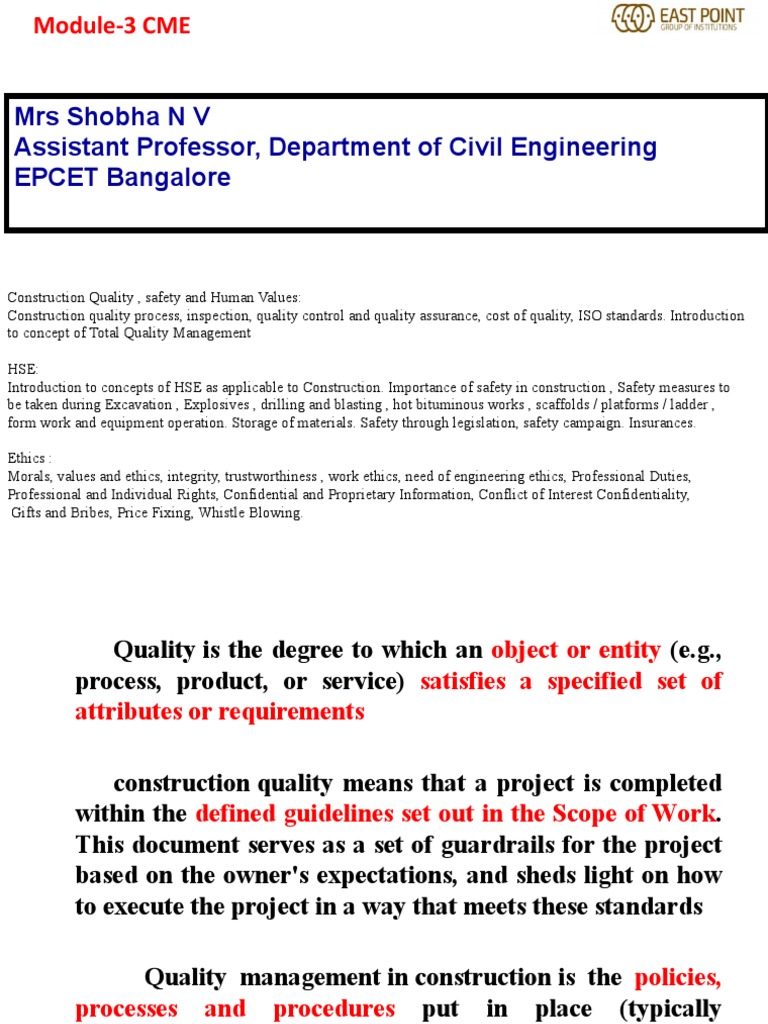Construction Quality and Safety Management | PDF | Quality Management ...