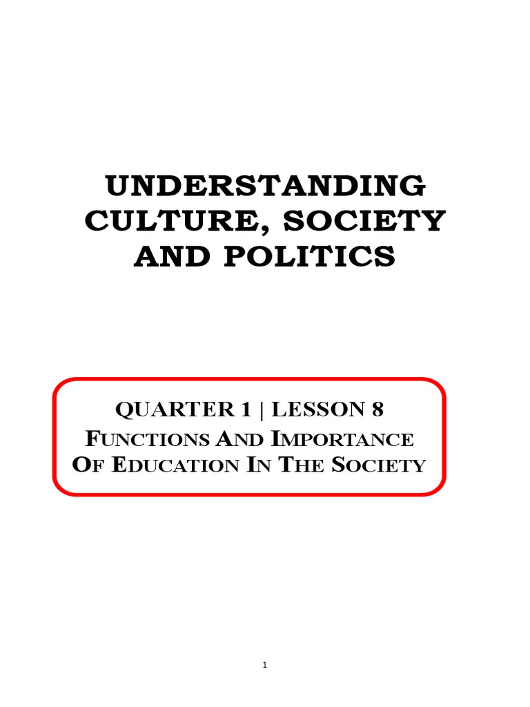Functions of Education in Society | PDF | Institution | Self Actualization