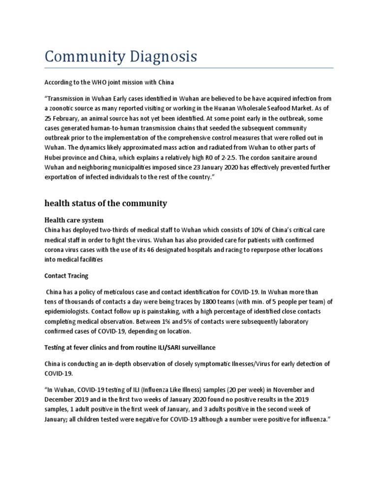 Community Diagnosis: Health Status of The Community | Download Free PDF ...