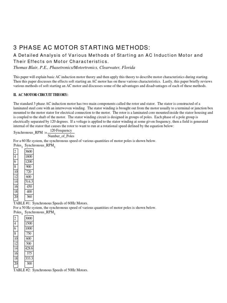 3-Phase Motor Starting | PDF | Electric Motor | Alternating Current