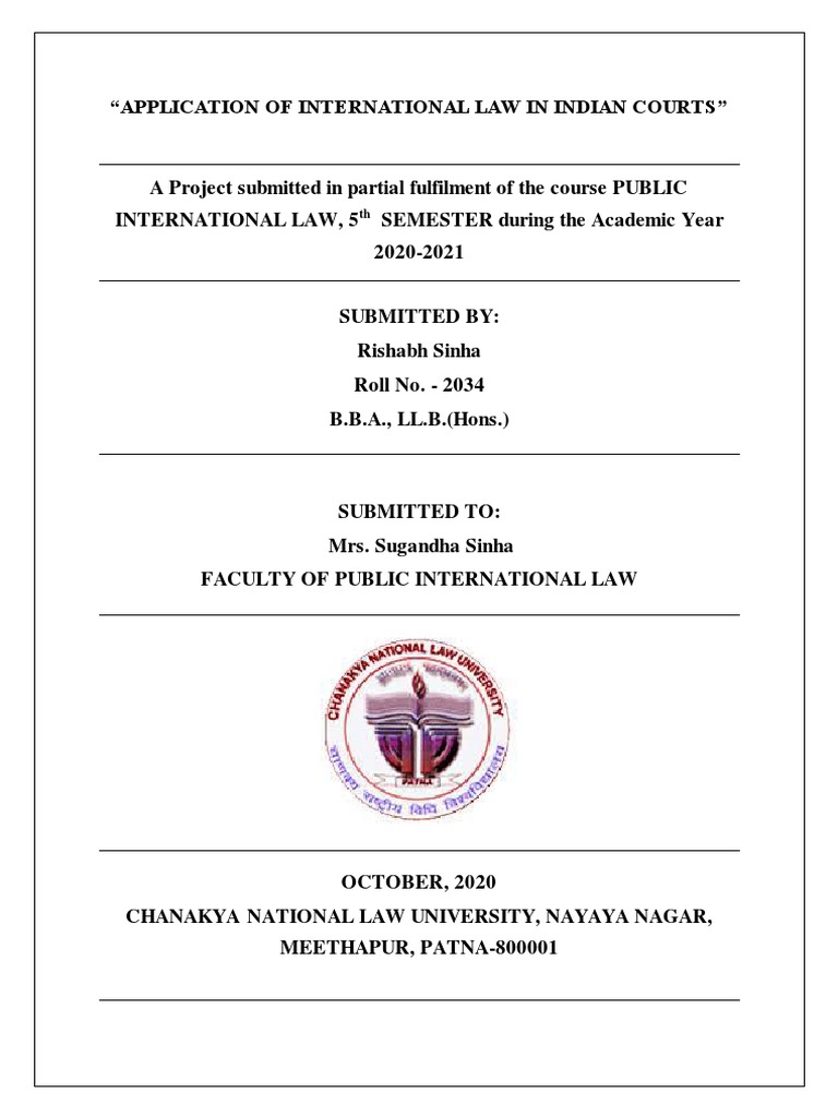 PIL Final Draft Application of Indian Courts in International LAW | PDF ...