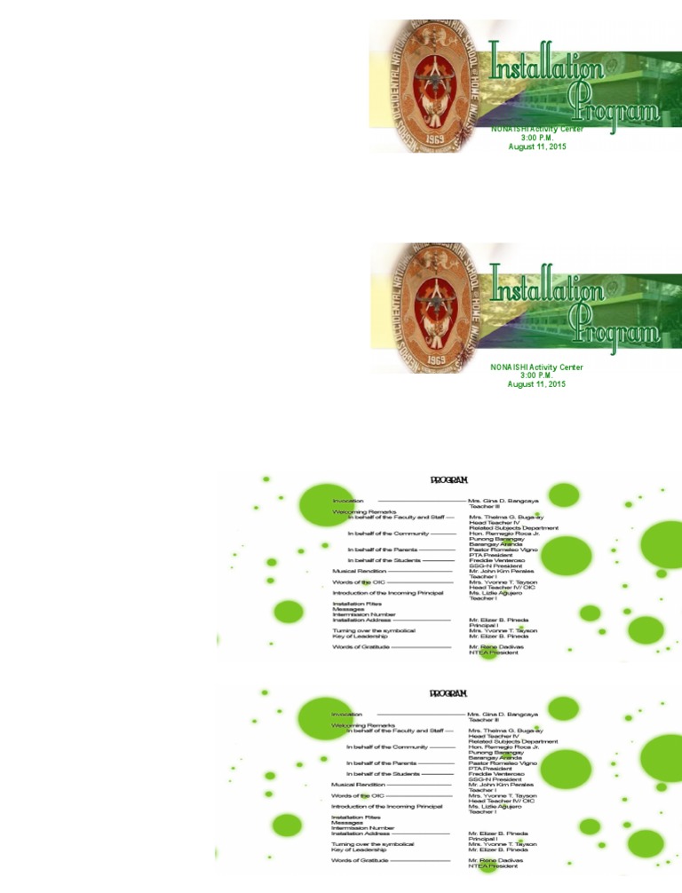 Installation Program For New Principal | PDF