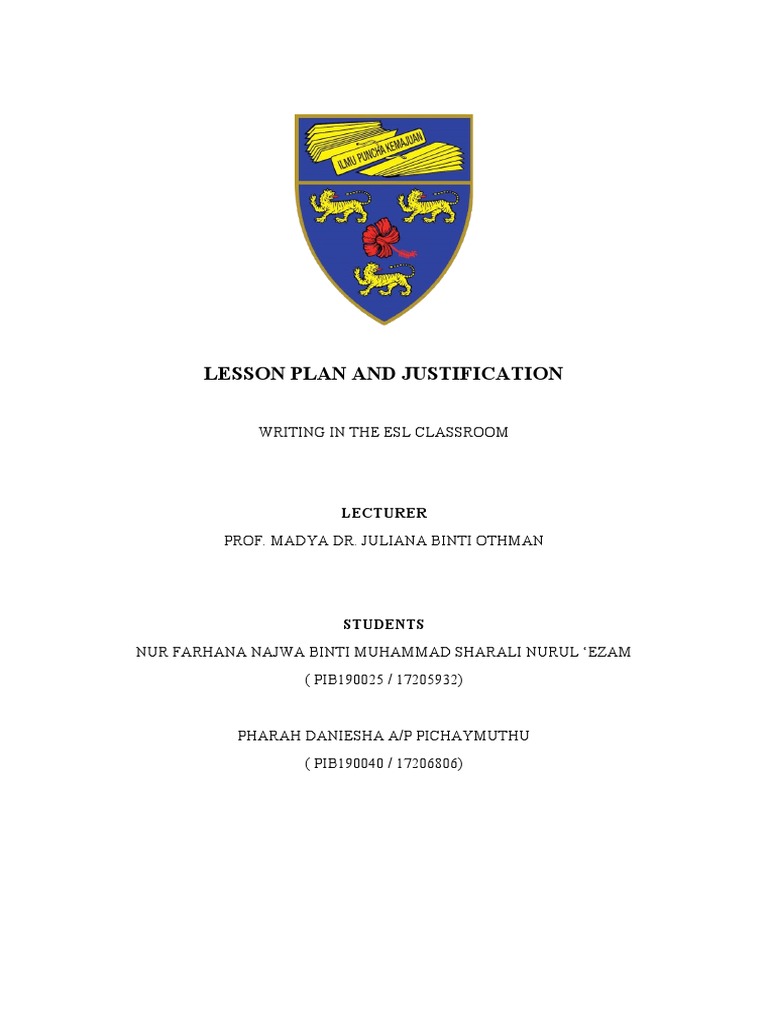 Lesson Plan and Justification Writing | PDF | Lesson Plan | Teachers