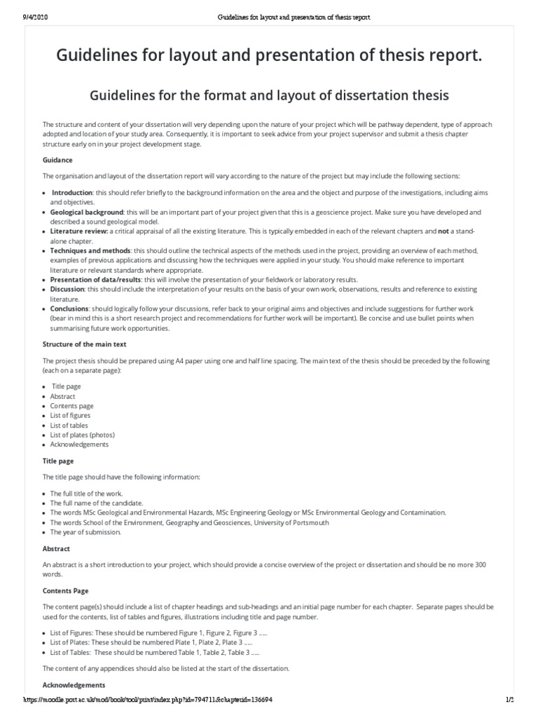 Guidelines For Layout and Presentation of Thesis Report | PDF | Thesis ...