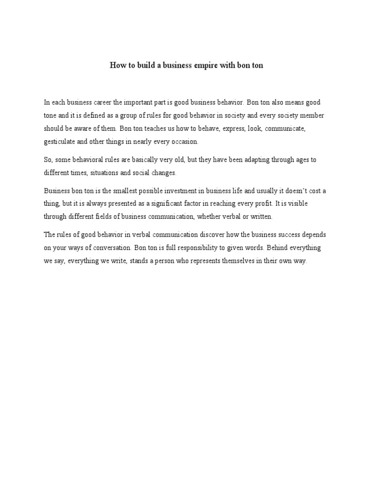 How To Build A Business Empire With Bon Ton | PDF | Behavior ...