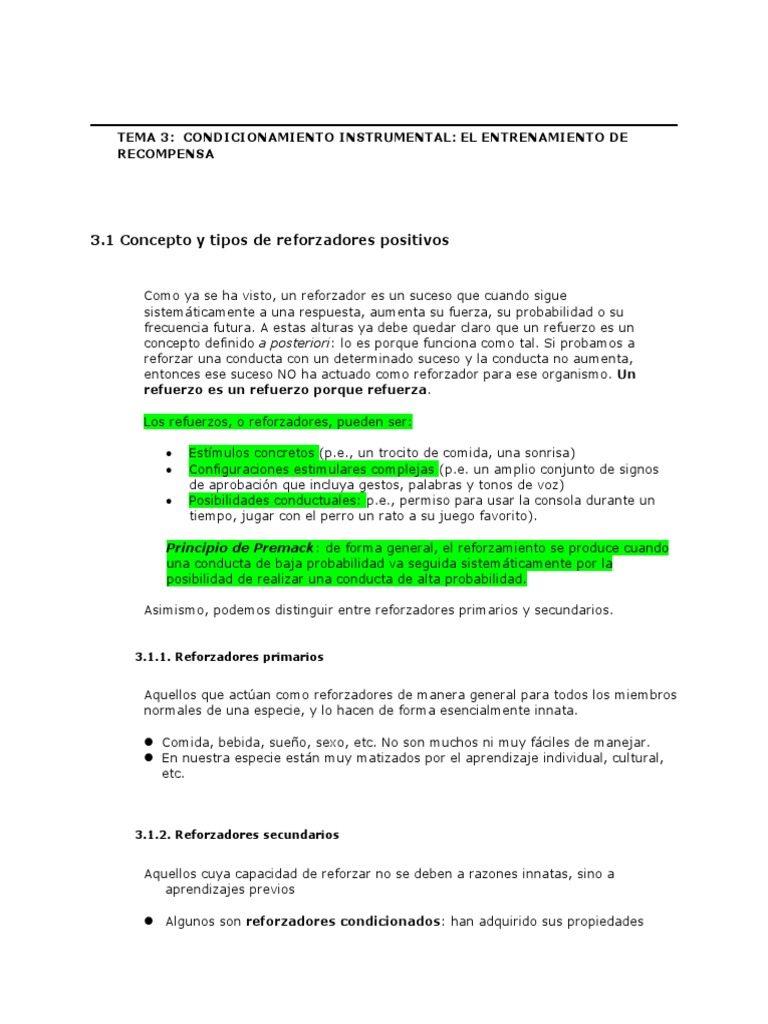 Condicionamiento 3 | PDF | Reforzamiento | Aprendizaje