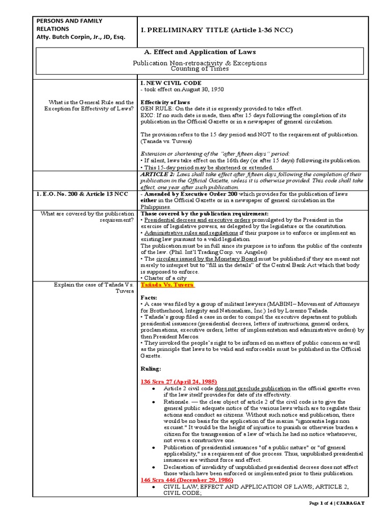 Law Effectivity & Publication Guide | PDF | Precedent | Ex Post Facto Law