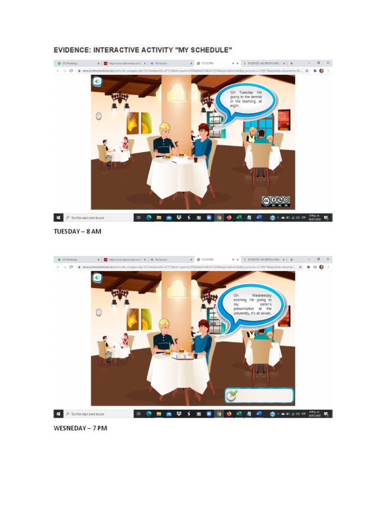 Evidence - Interactive Activity My Schedule | PDF