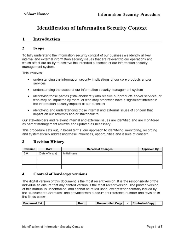 ISMS Identification of Information Security Context | PDF | Swot ...