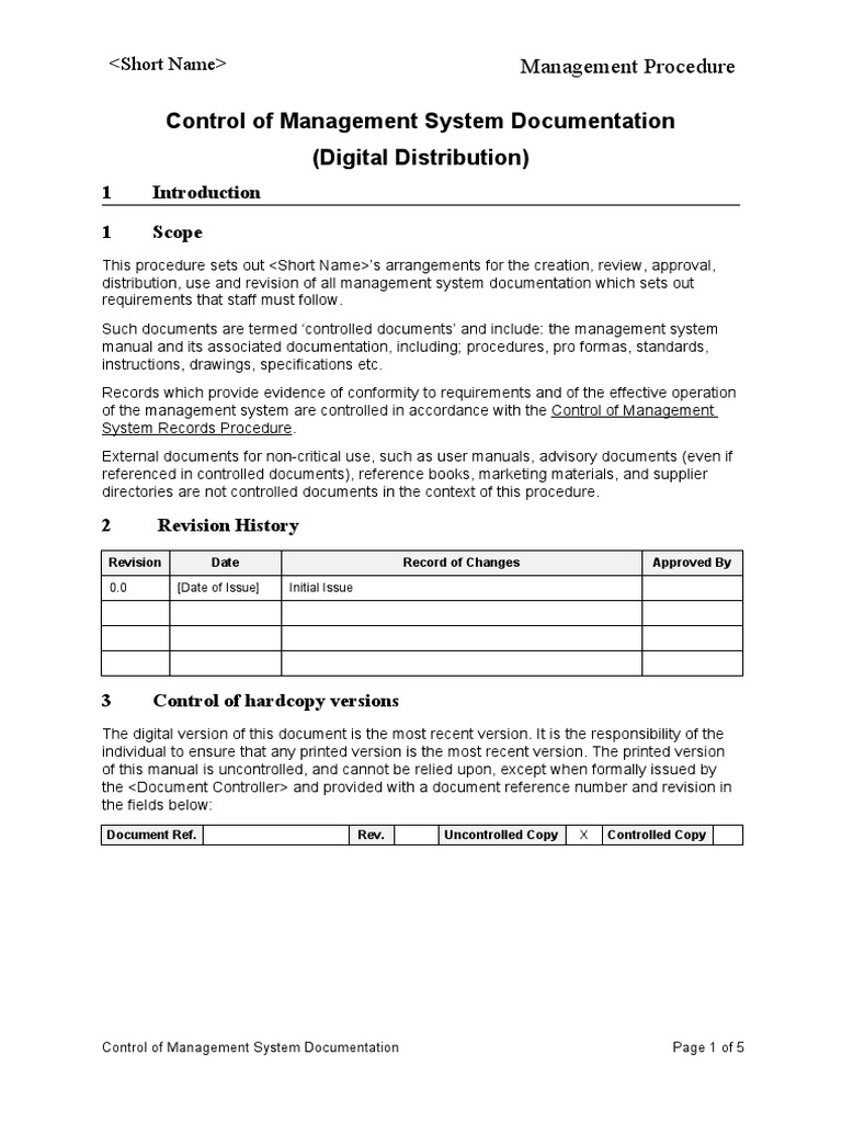 Document Control Guidelines | PDF | Documentation | Specification ...