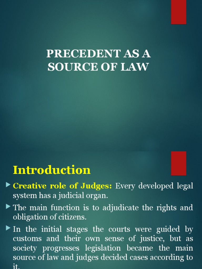 Precedent As A Source of Law | PDF | Precedent | Separation Of Powers