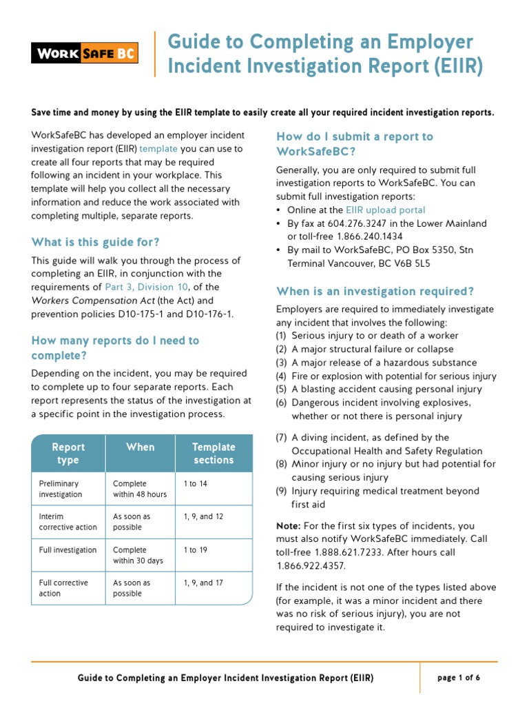 Comprehensive Guide to Completing Workplace Incident Reports Using the ...