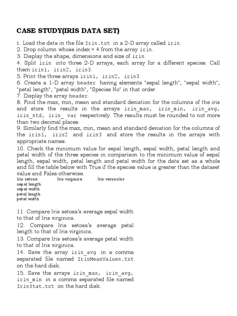 Case Study (Iris Data Set) | PDF